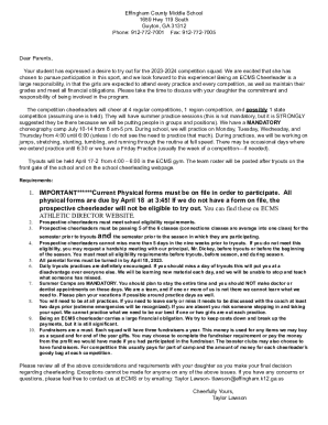 Fillable Online Game Cheerleading / Game Cheer Packet Information Fax ...