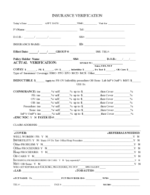 Fillable Online OFFICE FORM-INSURANCE VERIFICATION-2 Fax Email Print ...