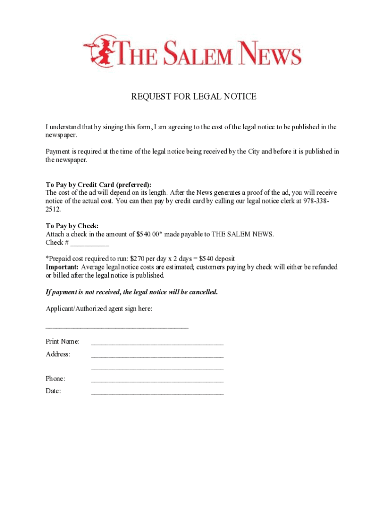 Fillable Online request for legal notice Fax Email Print - pdfFiller