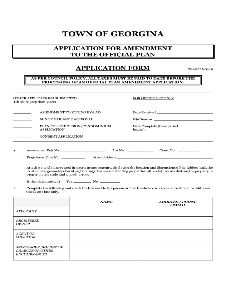 Fillable Online application for amendment to the official plan ... Fax Email Print - pdfFiller