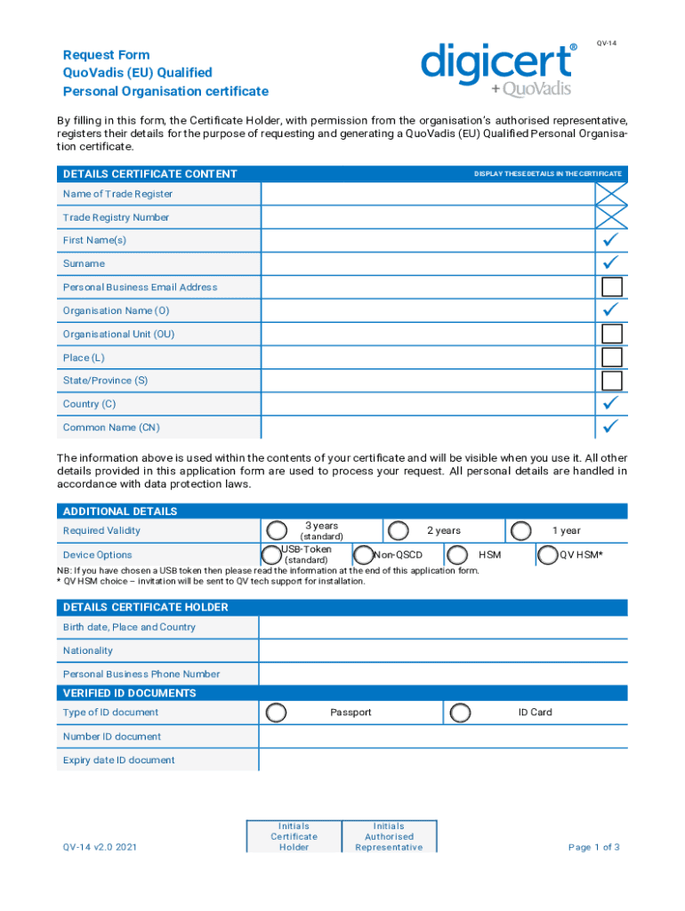 Fillable Online Application form (EU) qualified certificate for a ...