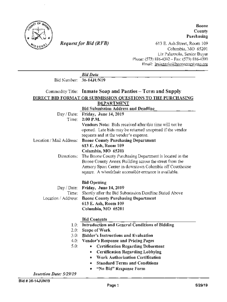 Fillable Online Request for Bid (RFB) Commodity Title: Inmate Soap and ...