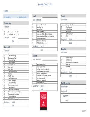 Fillable Online CRA REPAIR CHECKLIST Fax Email Print - pdfFiller