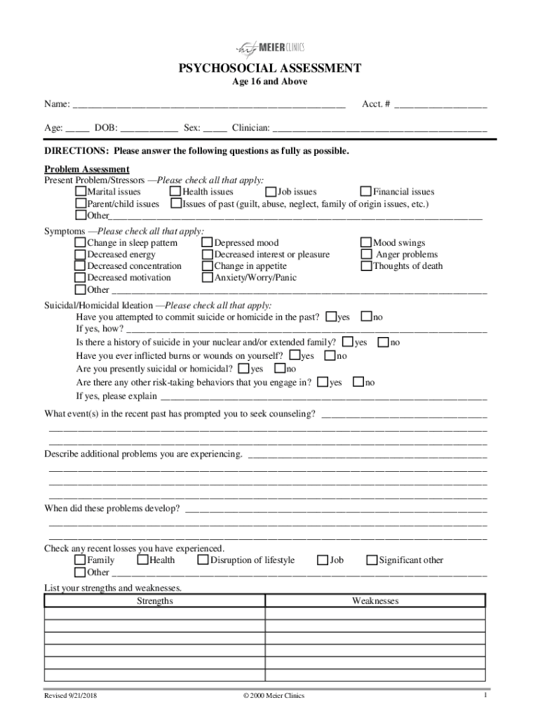 Fillable Online Psychosocial assessment following self-harm: A ...