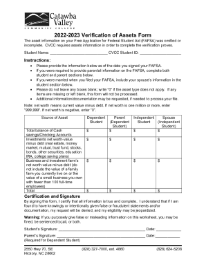 Fillable Online 2022-2023 Verification of Assets Form Fax Email Print ...