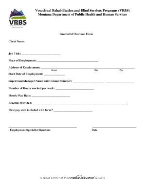 Fillable Online dphhs mt Successful Outcome Form Fax Email Print ...