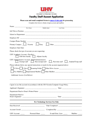 Fillable Online Faculty/Staff Account Application. Faculty/Staff ...