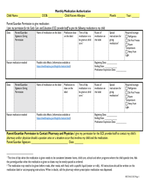 Fillable Online Medication Authorization and Record Fax Email Print ...