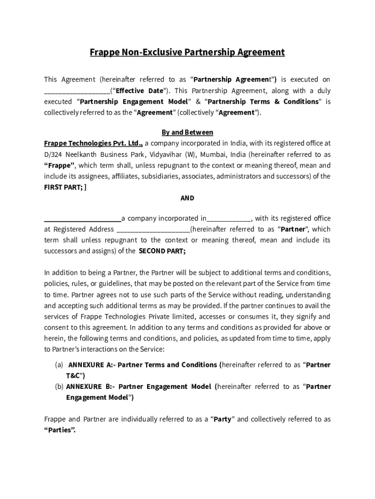 Fillable Online Non-Exclusive Partnership Agreement-Template.docx Fax ...