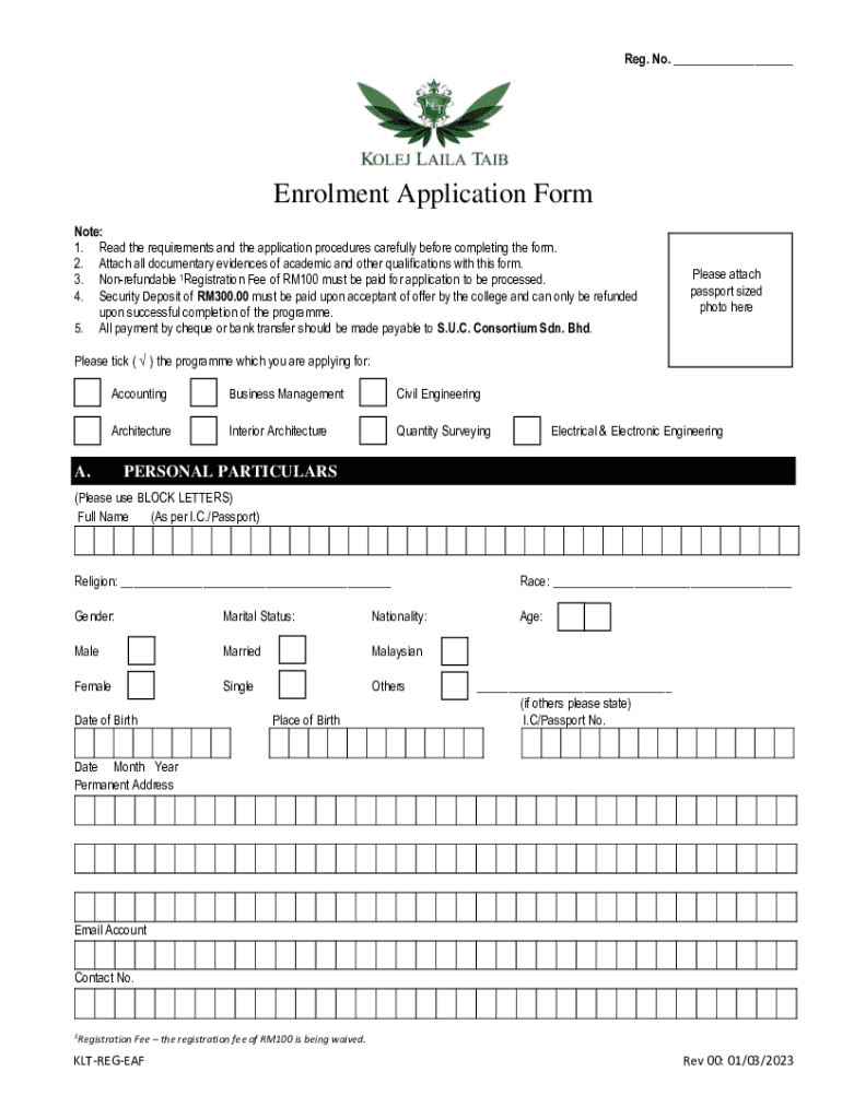 Fillable Online klt edu Application for the registration of the ...