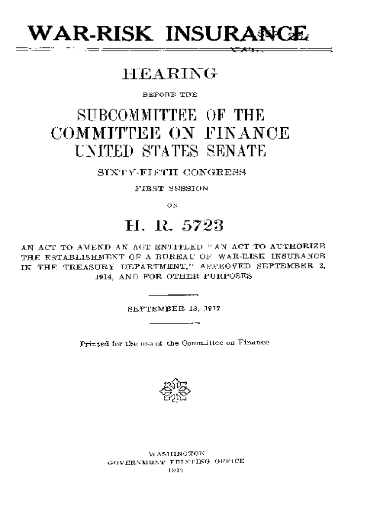 Fillable Online War-risk Insurance: Hearing Before the Subcommittee of ...