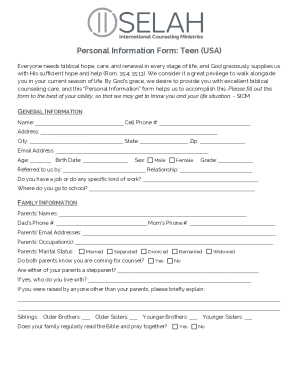 Fillable Online Teen (USA) Form Fax Email Print - pdfFiller