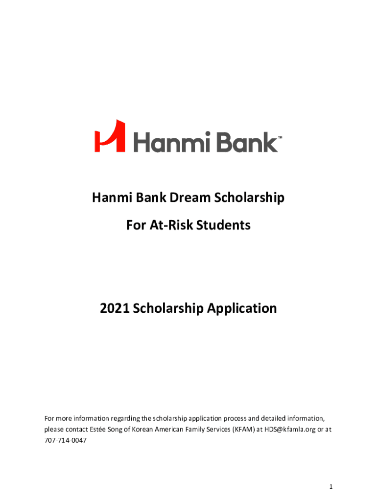 Fillable Online Fillable Online Hanmi Bank's Dream Scholarship for ...