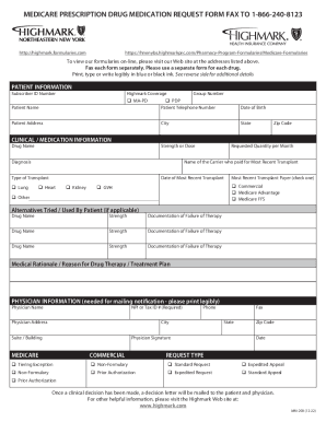 Fillable Online Medicare Prescription Drug Medication Request Form Fax Email Print - pdfFiller