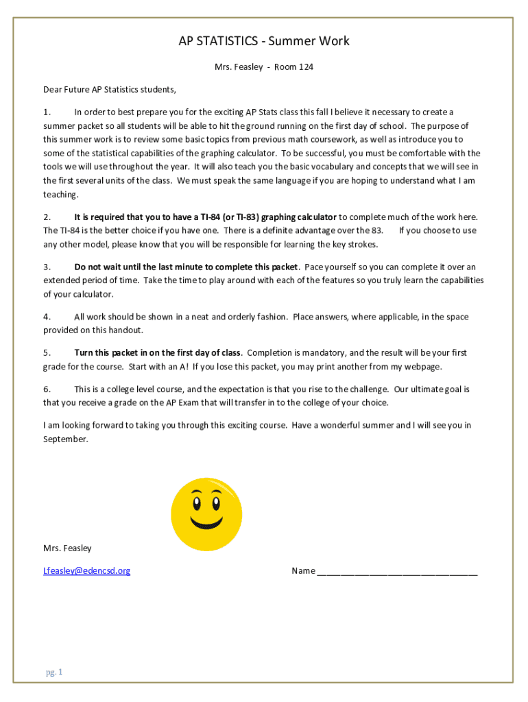 Fillable Online How hard is AP Statistics? Fax Email Print - pdfFiller