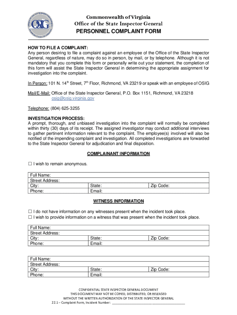 Fillable Online Fraud, Waste and Abuse Complaint Form Fax Email Print ...