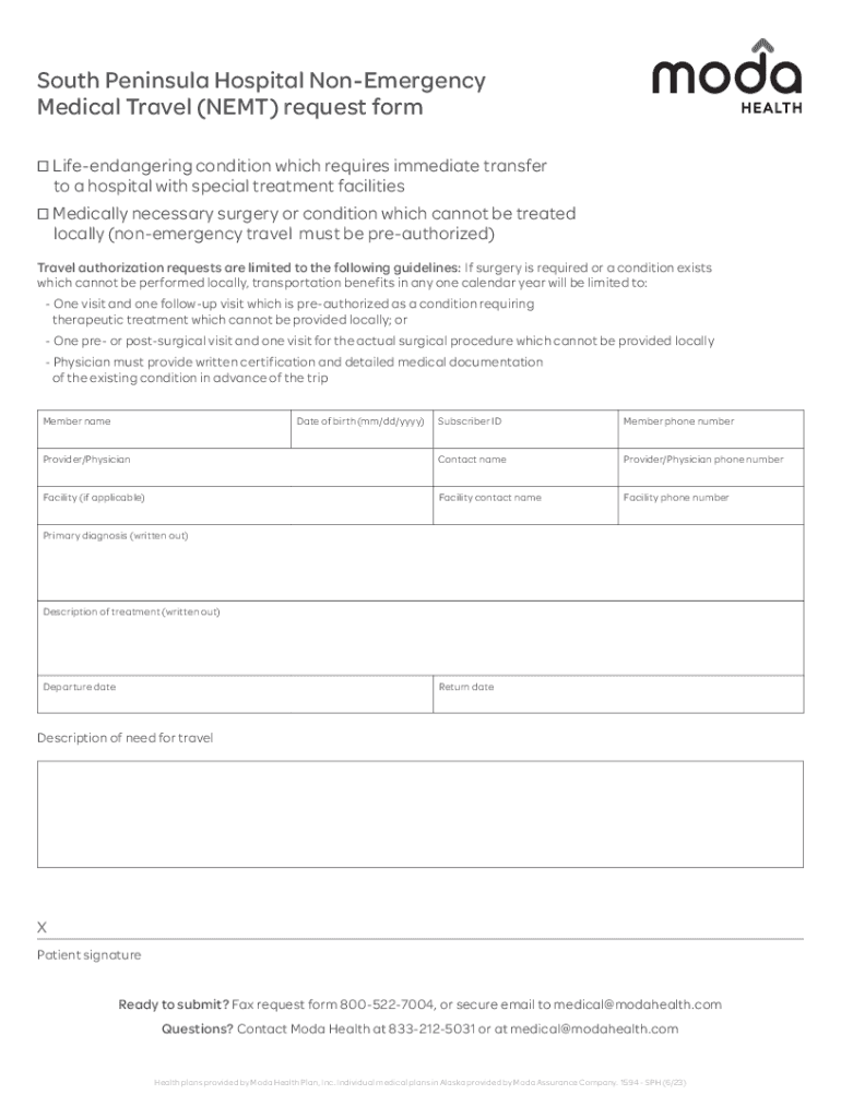 Fillable Online 1594-HCS-Form-Non-Emergency Medical Travel (NEMT ...