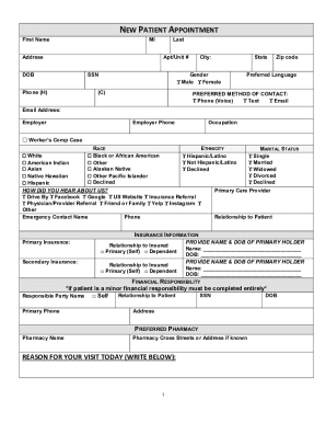 Fillable Online new patient appointment Fax Email Print - pdfFiller