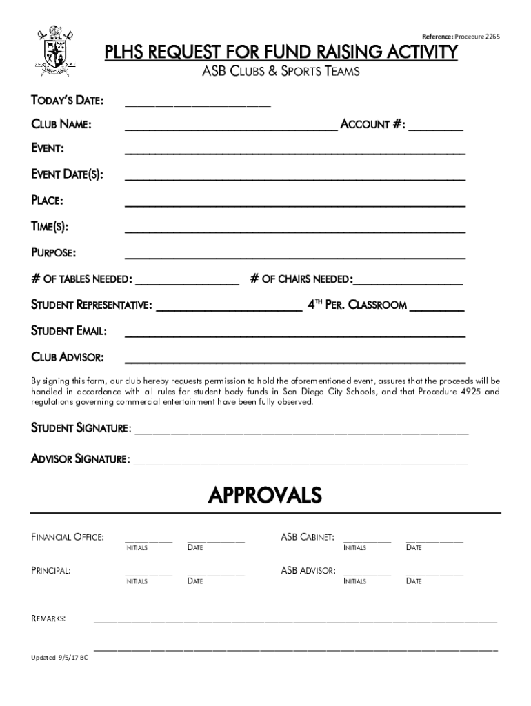 Fillable Online Point Loma High School Application for Student Club Fax ...
