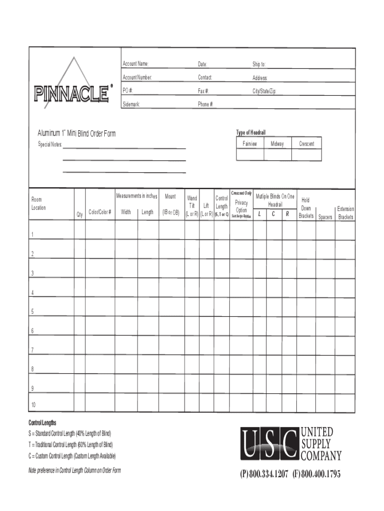 Fillable Online Mini Blind order form with new logo Fax Email Print ...