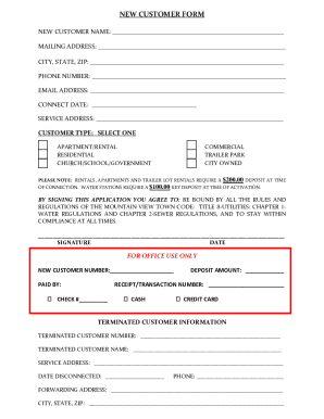 Fillable Online NEW CUSTOMER FORM Fax Email Print - pdfFiller