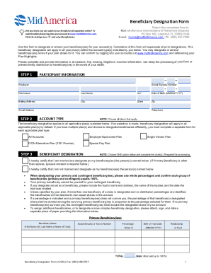 Fillable Online Beneficiary Designation Form STEP 2 STEP 1 STEP 3 Fax ...