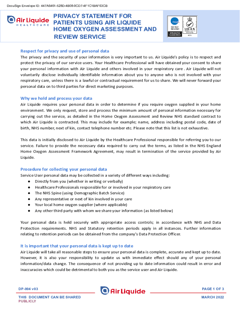 Fillable Online DP-004 v03 Privacy Statement for patients using Air ...