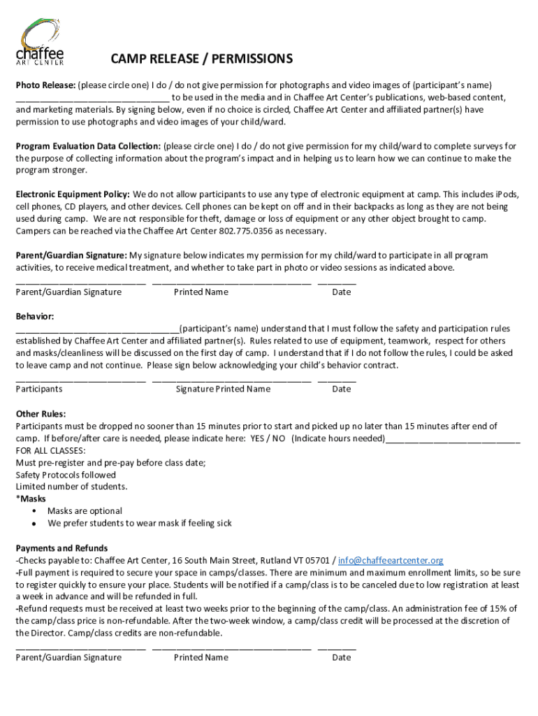 Fillable Online Camp Participant Medical Form Fax Email Print - pdfFiller