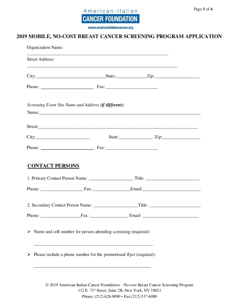 Fillable Online Every Woman Counts Program Recipient Application - Medi ...