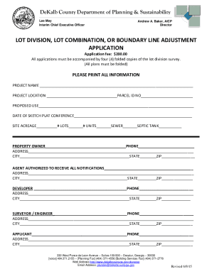 Fillable Online web dekalbcountyga LOT DIVISION, LOT COMBINATION, OR ...