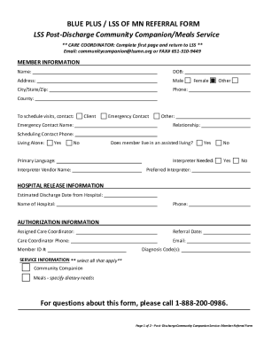 Fillable Online Discharge CHW) Authorization Request Form (MSHO only ...