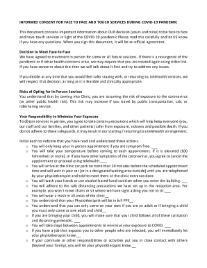 Fillable Online informed consent for face to face and touch services ...