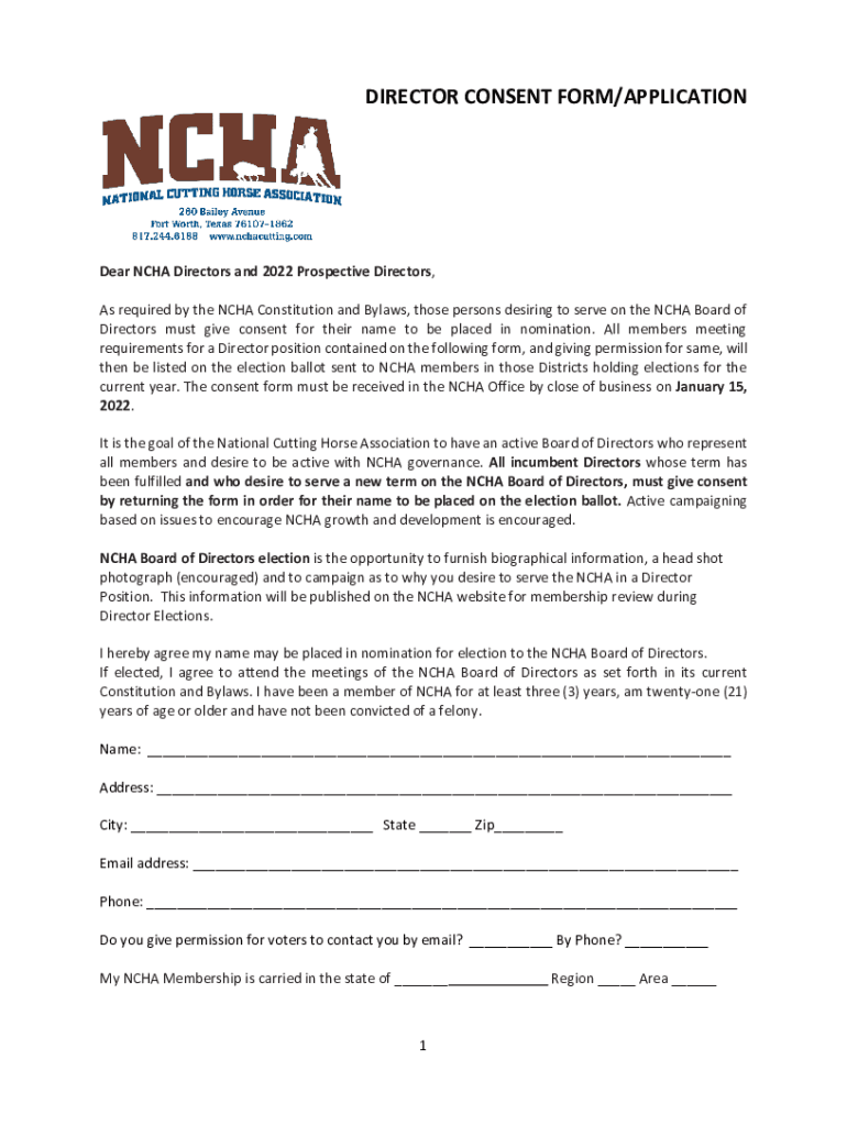 Fillable Online DIRECTOR CONSENT FORM/APPLICATION Fax Email Print ...