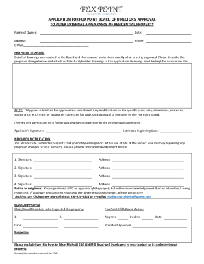 Fillable Online APPLICATION FOR FOX POINT BOARD OF ... Fax Email Print ...