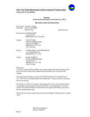 Fillable Online 2610100381 DEC Permit Conditions Renewal 3/DRAFT ...