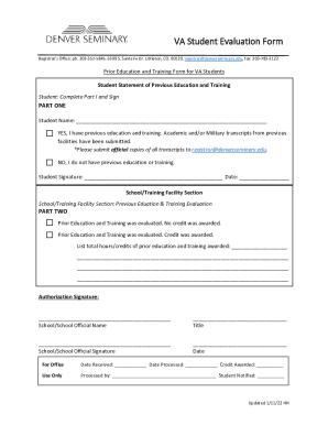 Fillable Online VA Student Evaluation Form Fax Email Print - pdfFiller