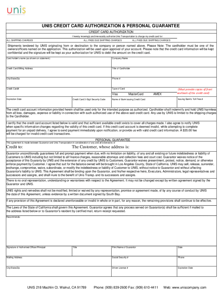 Fillable Online Department Credit Card Authorization Form Fax Email ...