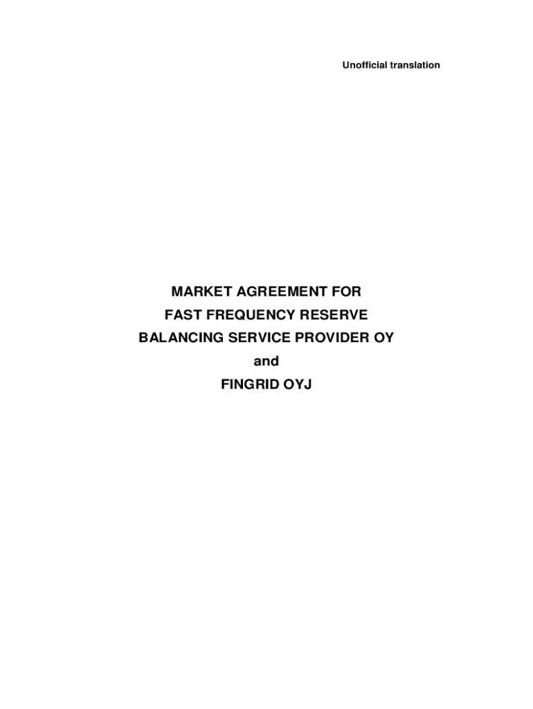Fillable Online BALANCING MARKET AGREEMENT ... Fax Email Print - pdfFiller