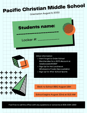 Fillable Online Middle School Orientation Packet Fax Email Print ...