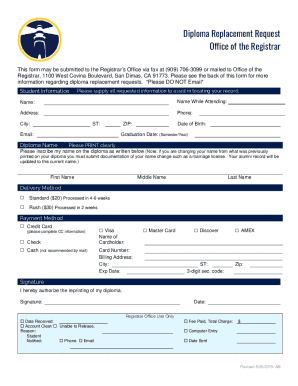 Fillable Online Diploma or Certificate Reissue Fax Email Print - pdfFiller