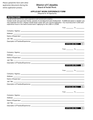 Fillable Online dchealth dc Social Work Application Checklist by Endorsement - DC Health Fax ...