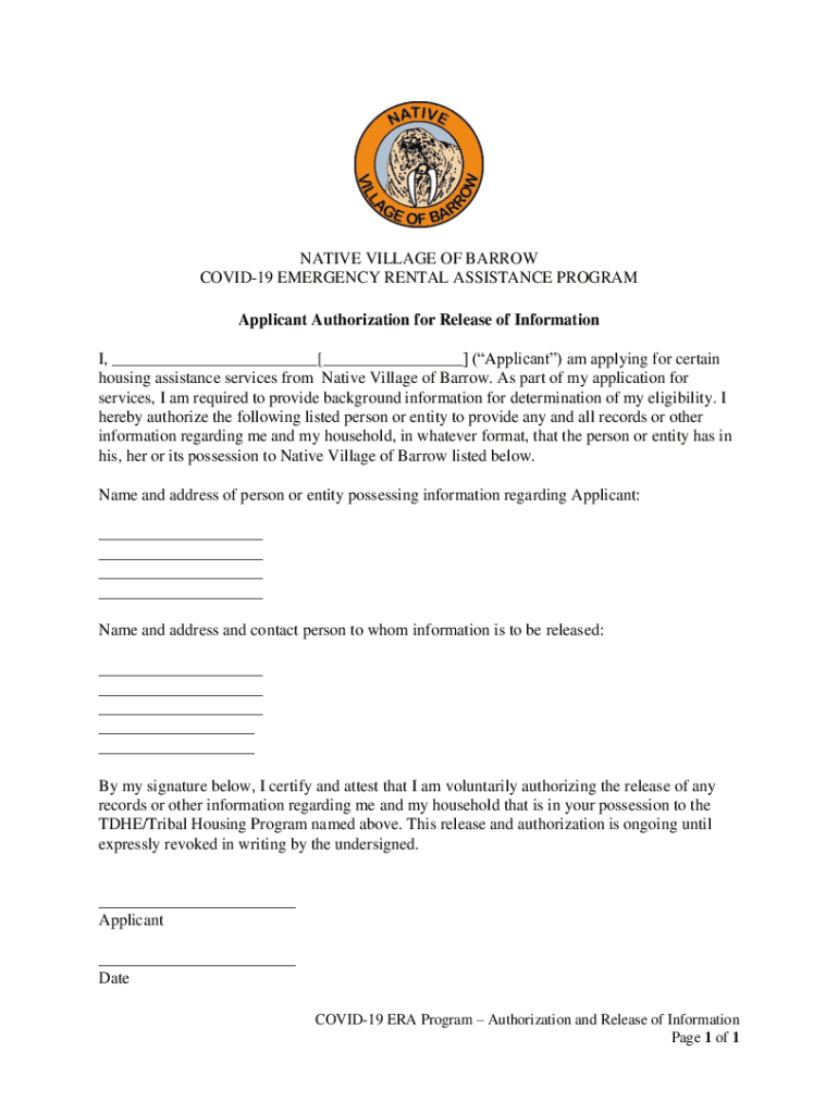 Fillable Online NATIVE VILLAGE OF BARROW COVID-19 EMERGENCY ... Fax Email Print - pdfFiller