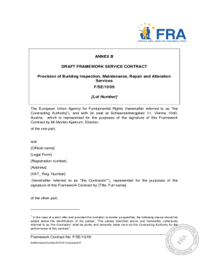 Fillable Online ANNEX B DRAFT FRAMEWORK SERVICE CONTRACT ... Fax Email ...
