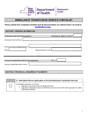 Fillable Online Ambulance Transfusion ServicesNew York State ... Fax ...
