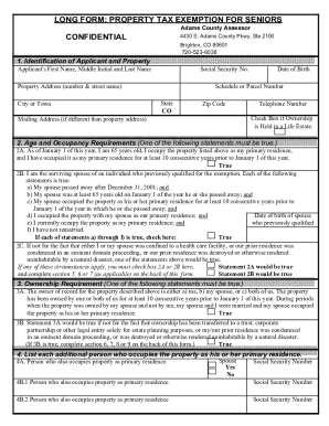 Fillable Online Long Form: Property Tax Exemption for Seniors Fax Email Print - pdfFiller