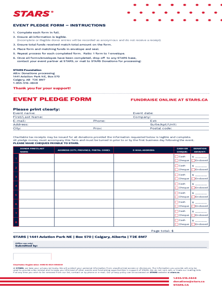 Fillable Online EVENT PLEDGE FORM Fax Email Print - pdfFiller