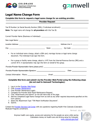 Fillable Online Complete this form to request a legal name change for an existing provider Fax ...
