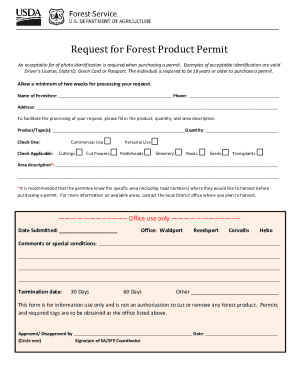 Fillable Online Request for Forest Product Permit Fax Email Print - pdfFiller