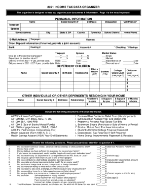 Fillable Online 2021 Tax Organizer Form Template Fax Email Print ...