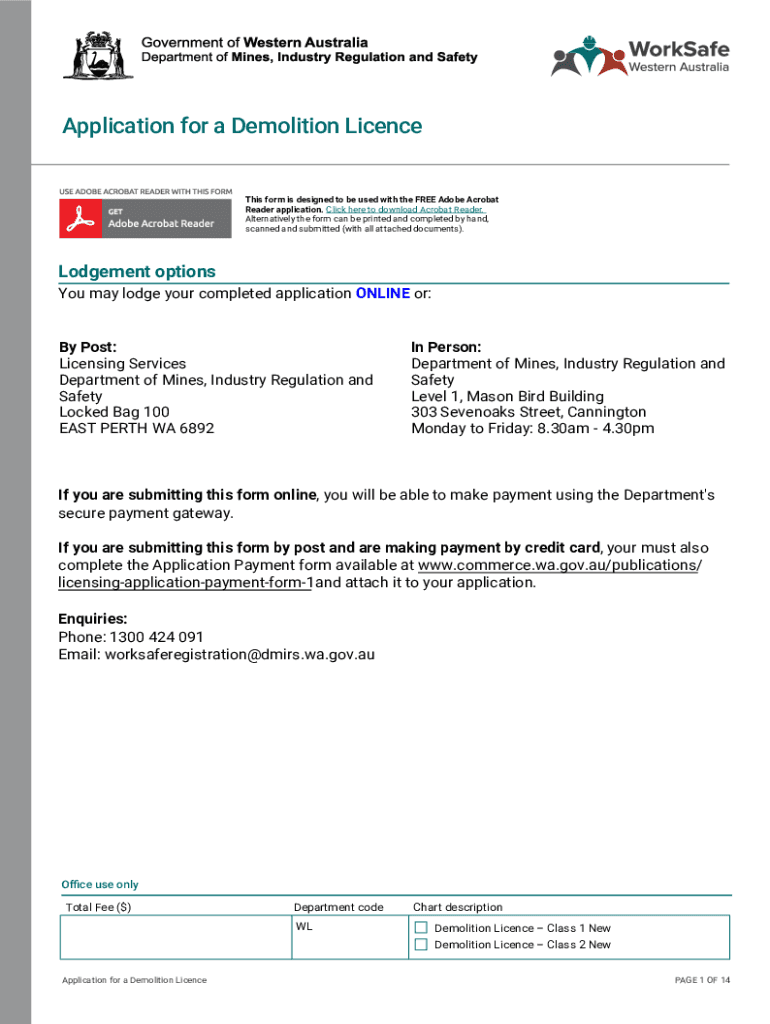 Fillable Online Application for a Demolition Licence Form 5 ...